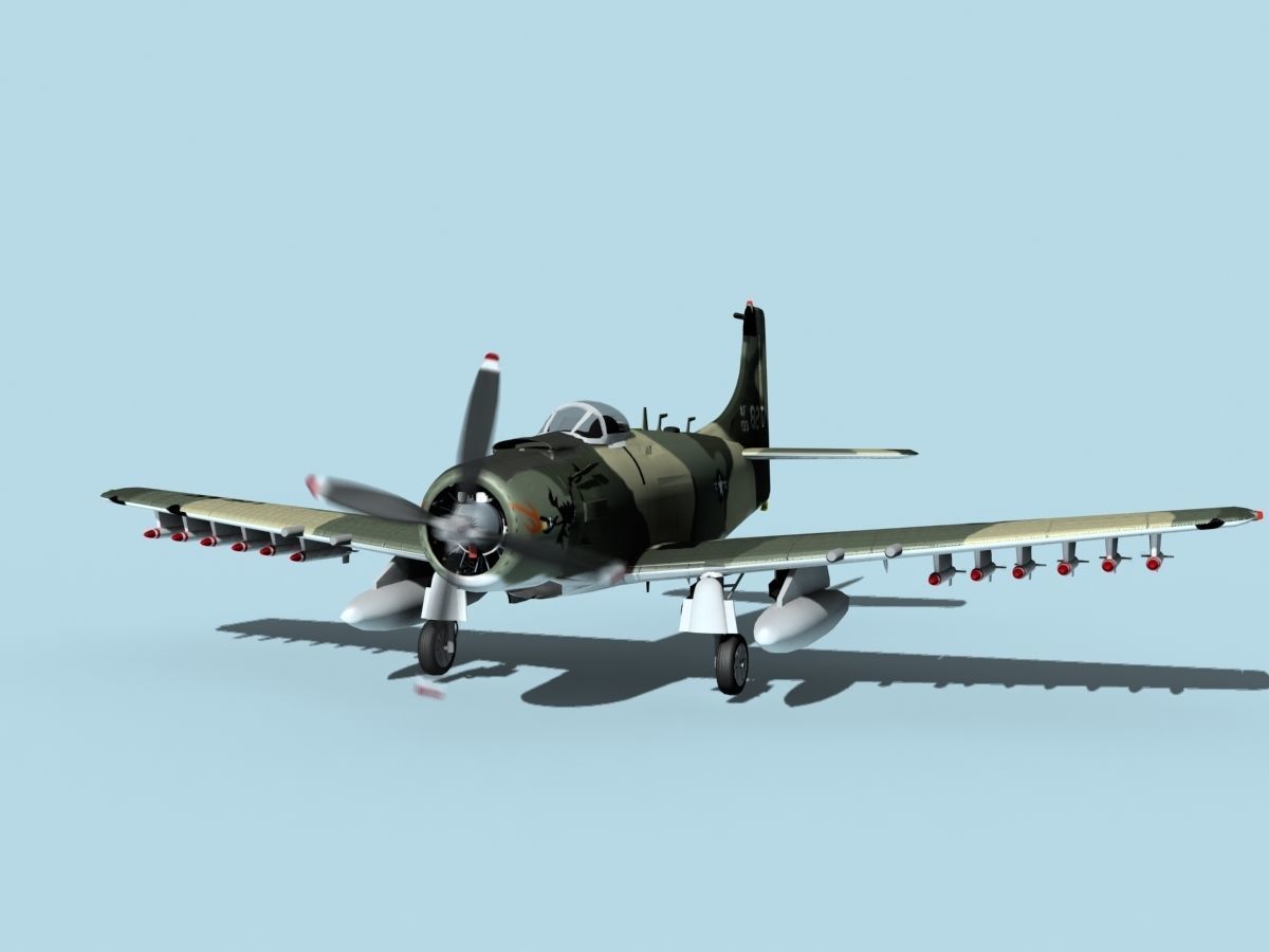 Douglas A-1H Skyraider V13 USAF 3D model animated rigged | CGTrader