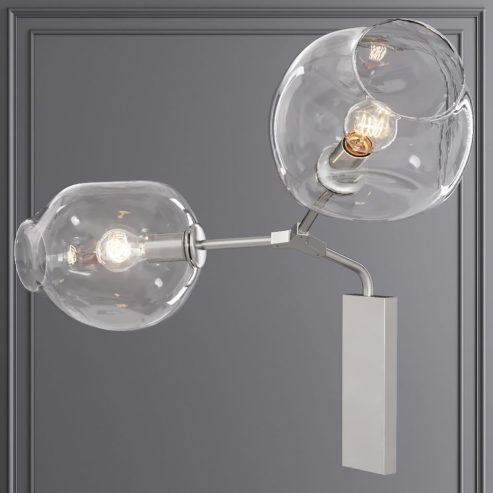 Branching Bubble Sconce Satin Nickel and Clear Glass 3D model | CGTrader