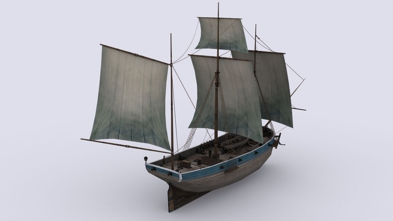 3D model Small sailing ship VR / AR / low-poly | CGTrader