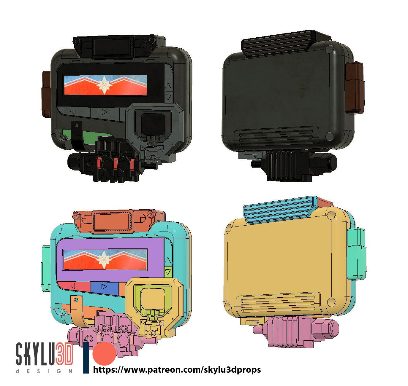 Captain Marvel Pager STL 3D model 3D printable | CGTrader