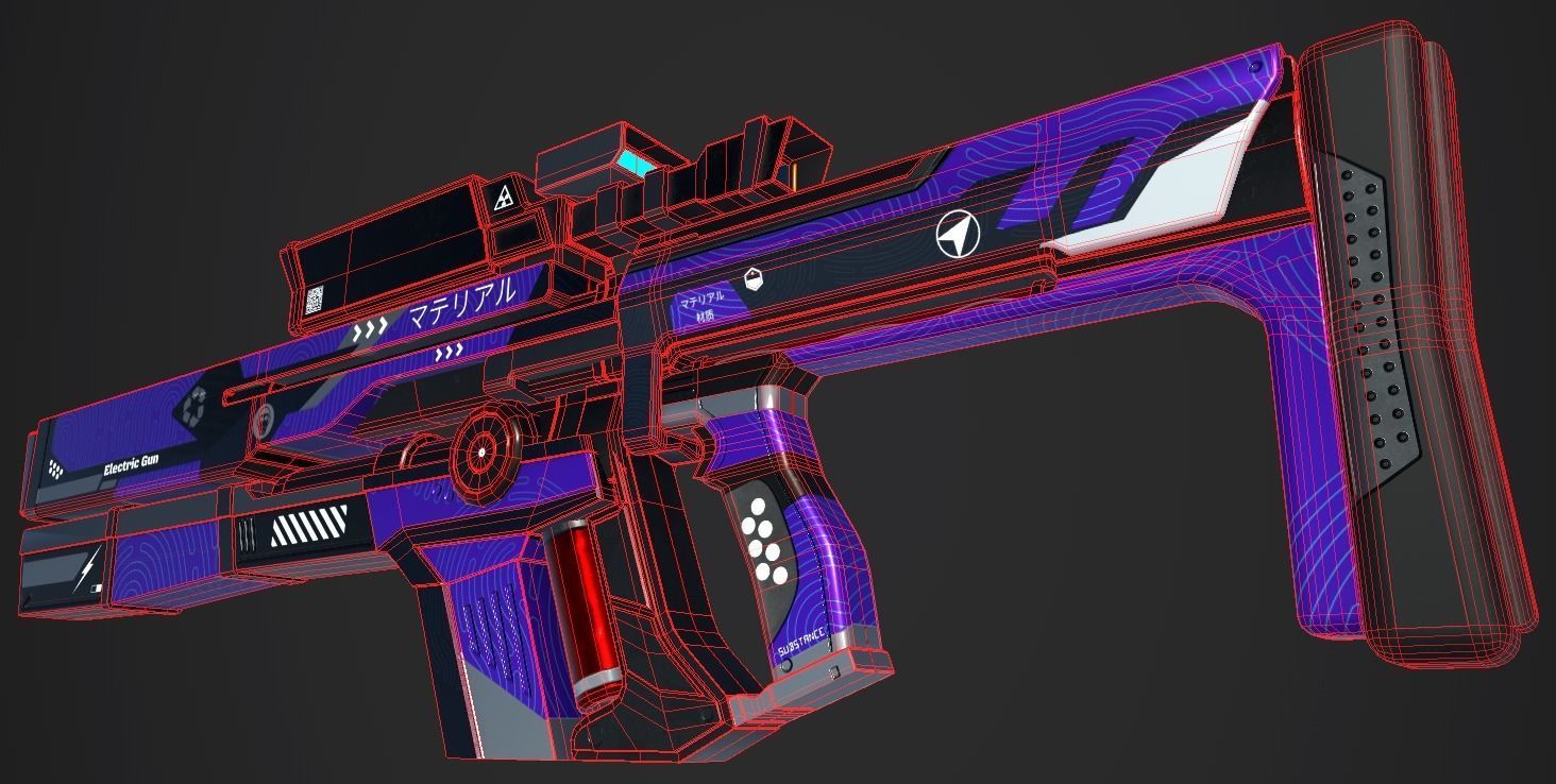 3D model Sci-Fi Weapon Game Assets Optimized Polygon VR / AR / low-poly ...