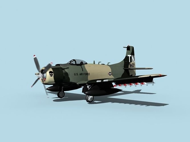 Douglas A-1H Skyraider V14 USAF 3D model animated rigged | CGTrader