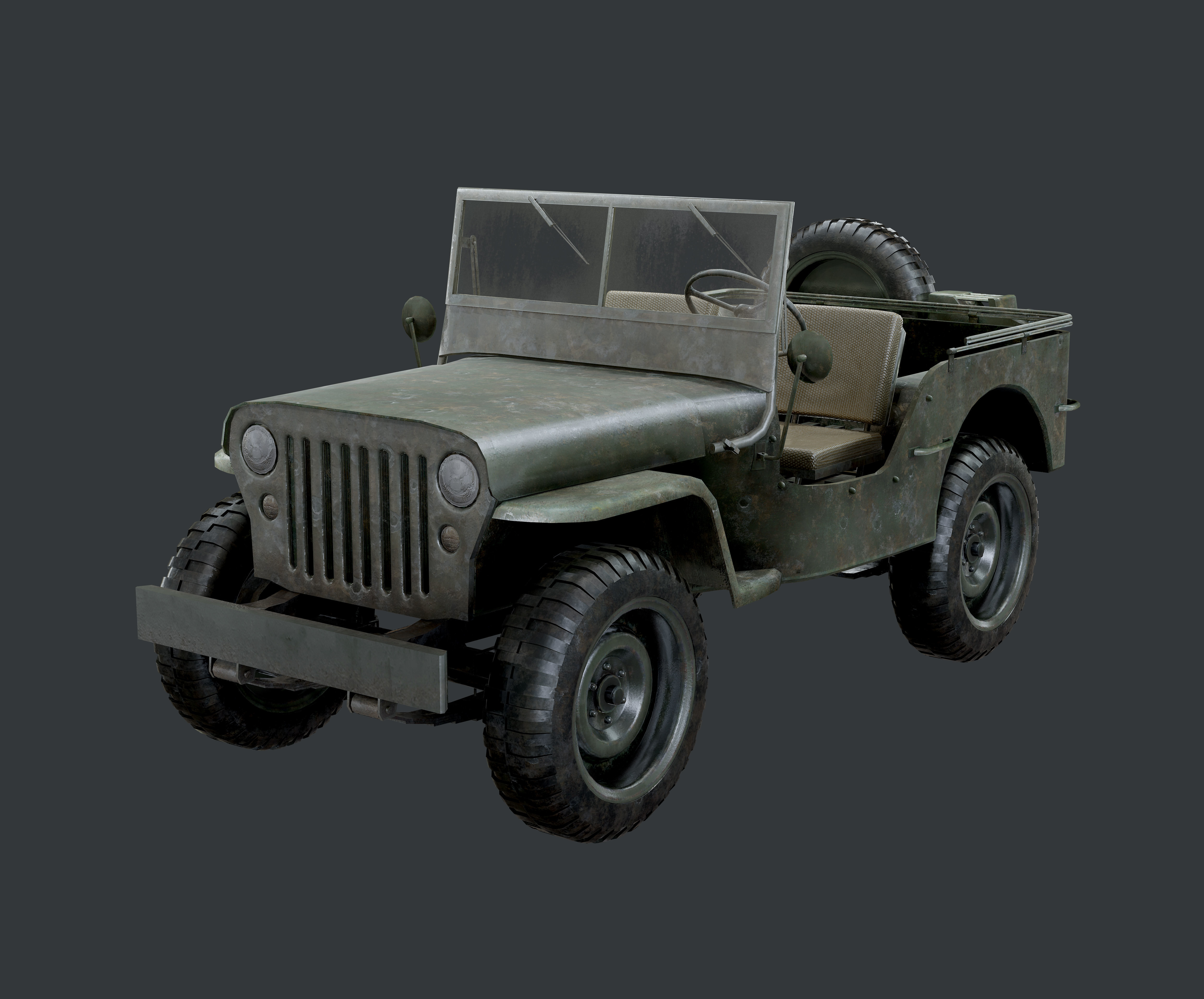 3D model WW2 Willys Jeep Vehicle Game Ready Low Poly VR / AR / low-poly ...