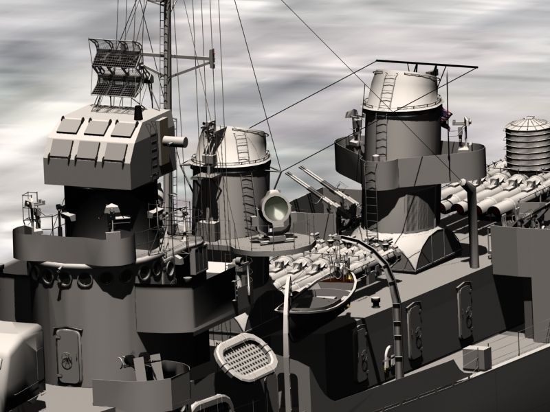 DD450 USS O Bannon - Fletcher class destroyer - WWII US Navy 3D model ...