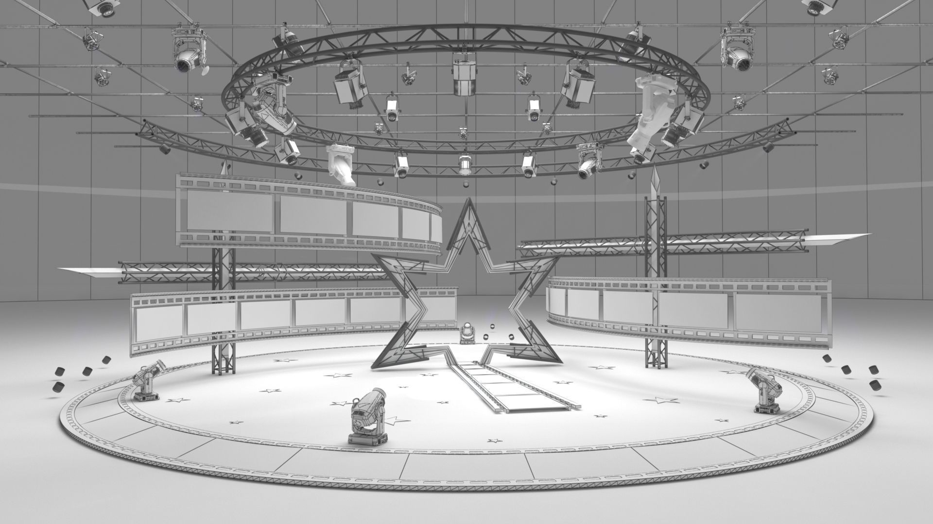 Virtual TV Studio Entertainment Set 4 3D model | CGTrader