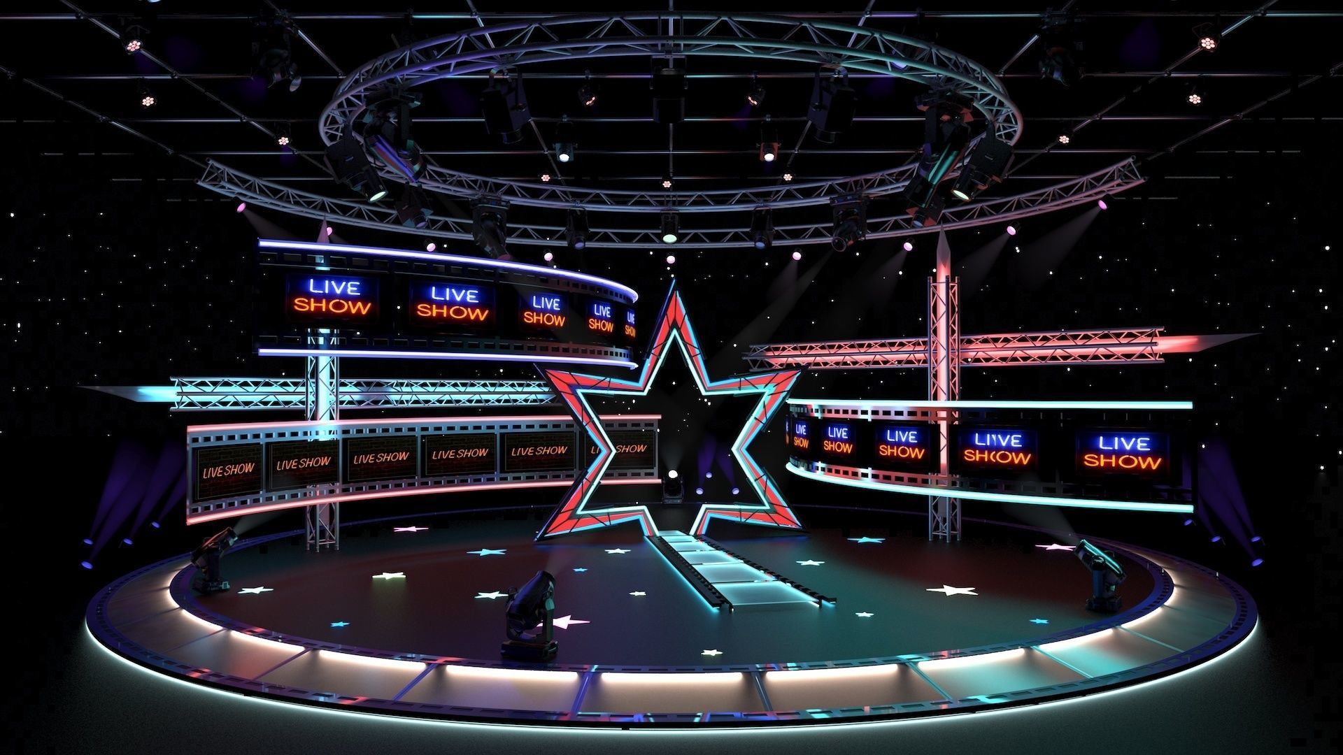 Virtual TV Studio Entertainment Set 4 3D model | CGTrader