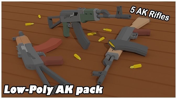 3D model 5 AK Rifles Low-Poly Pack VR / AR / low-poly | CGTrader