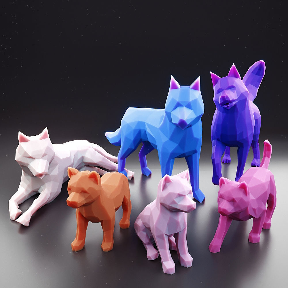 Husky Puppy Low Poly Pack 3D Model Collection | CGTrader