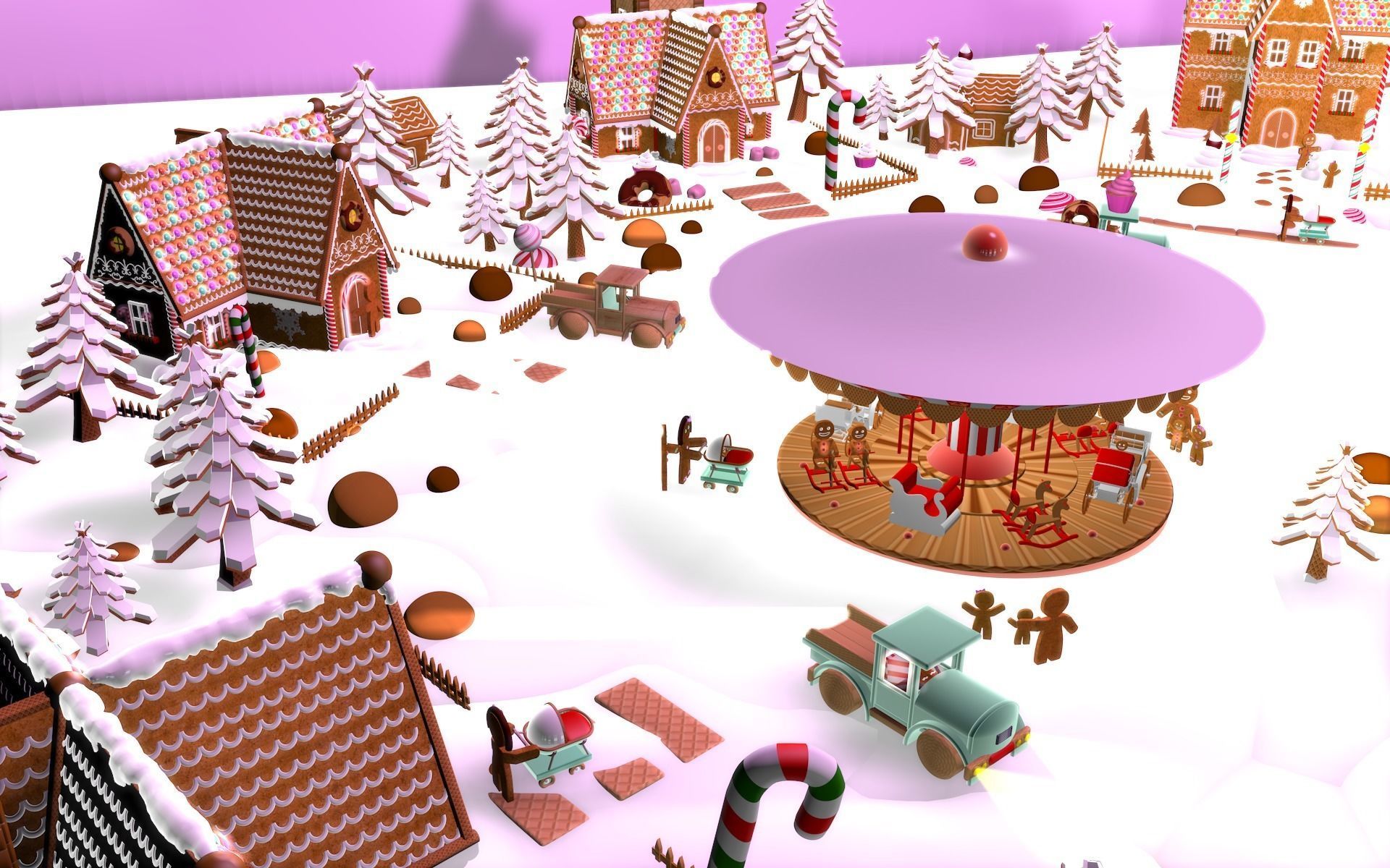 Gingerbread Village V2 3D model | CGTrader