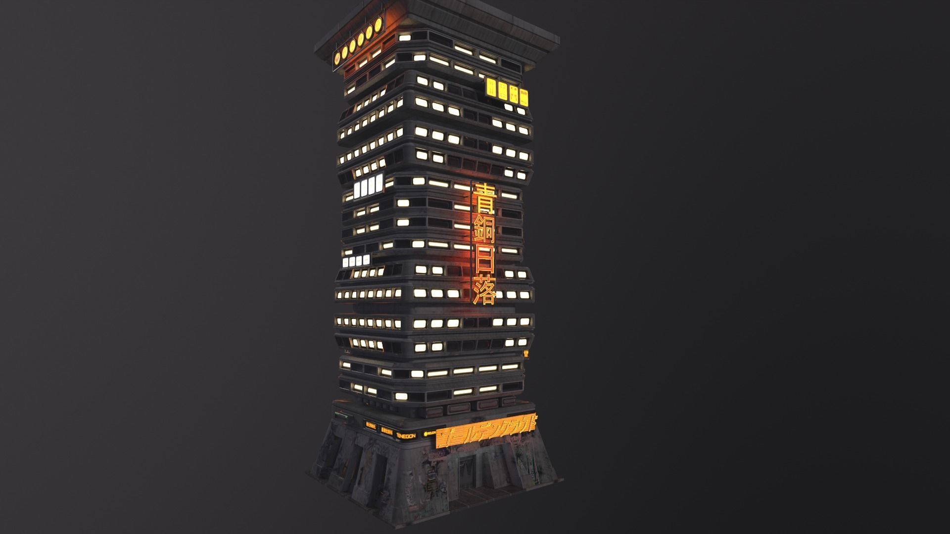 3D model cyberpunk building 11 VR / AR / low-poly | CGTrader