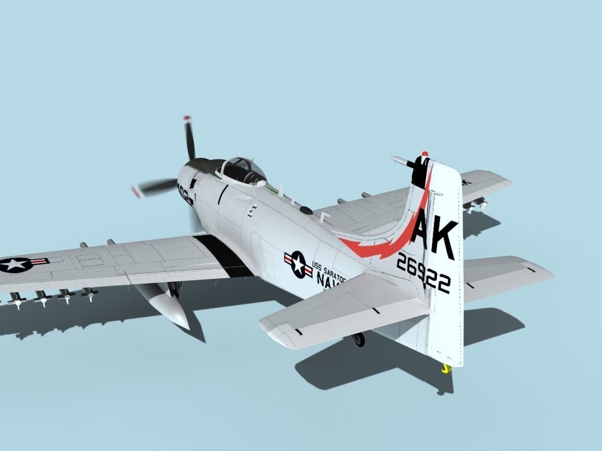 Douglas A-1H Skyraider USN Saratoga 3D model animated rigged | CGTrader