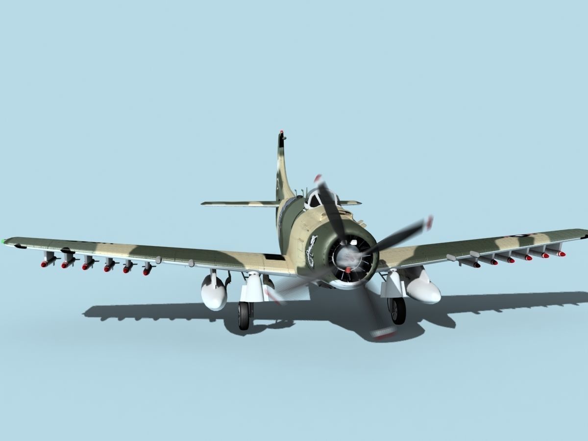 Douglas A-1H Skyraider V16 USAF 3D model animated rigged | CGTrader