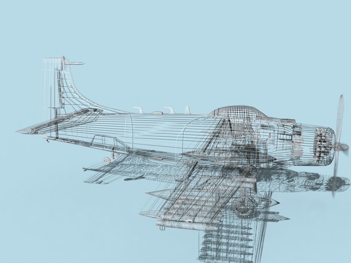 Douglas A-1H Skyraider V20 USMC 3D model animated rigged | CGTrader