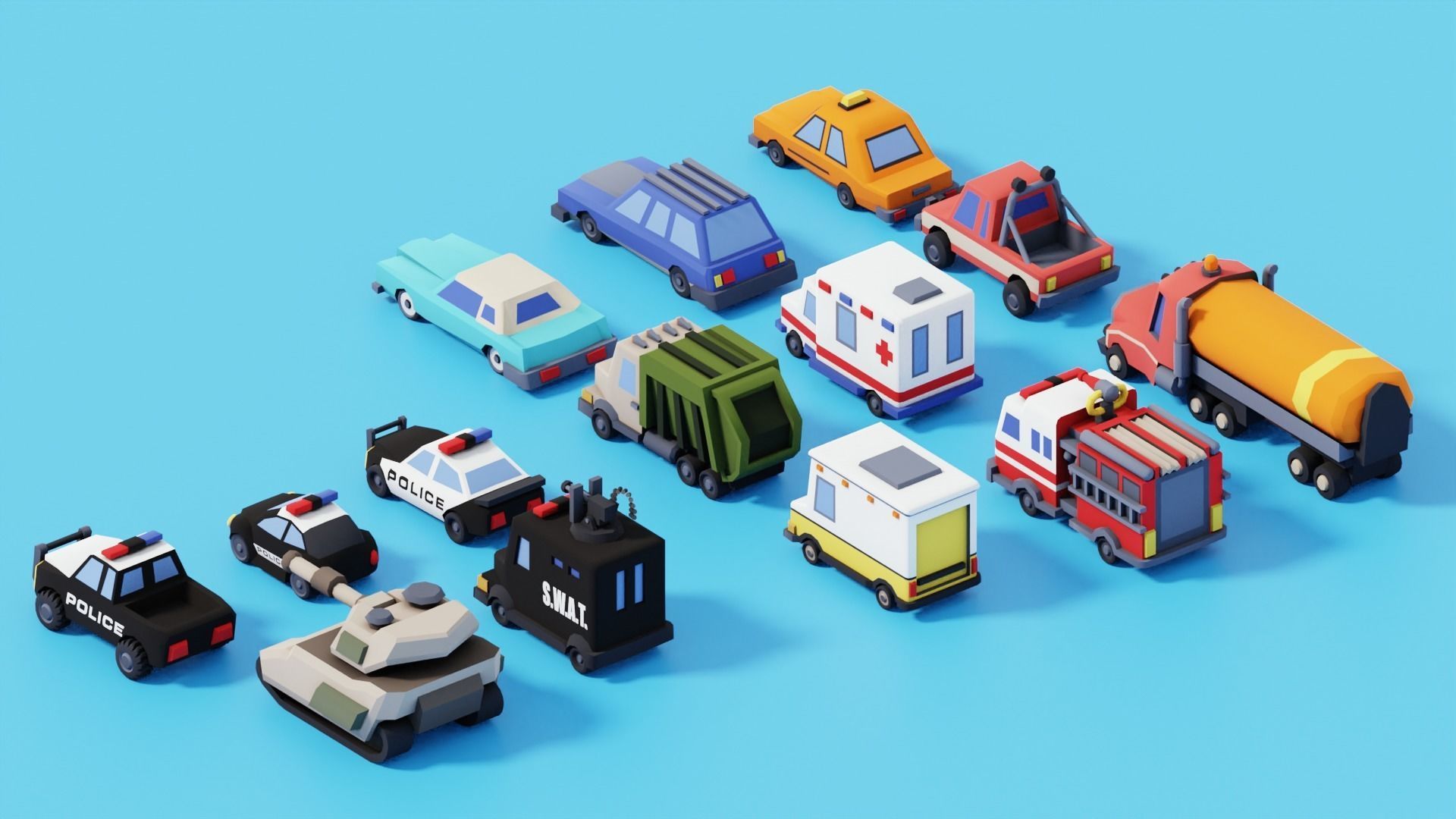 3D model Smooth Low Poly Stylized Vehicle Cars Pack VR / AR / low-poly ...