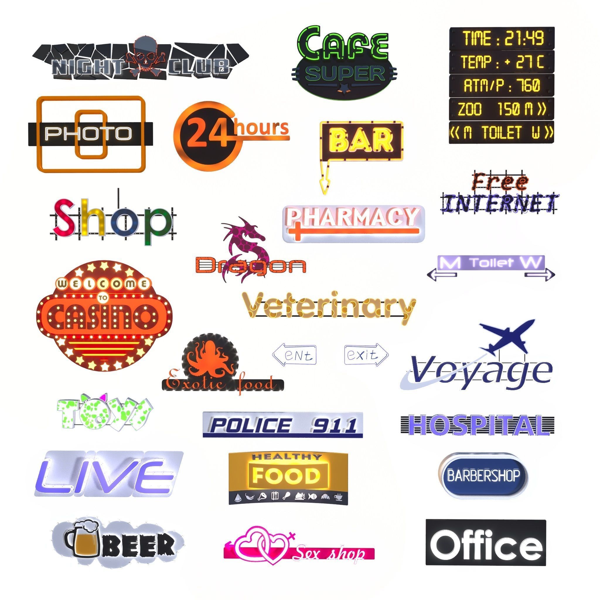 Shop signs 3D model | CGTrader