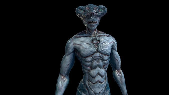 3D model Low poly sea alien creature character rigged VR / AR / low ...