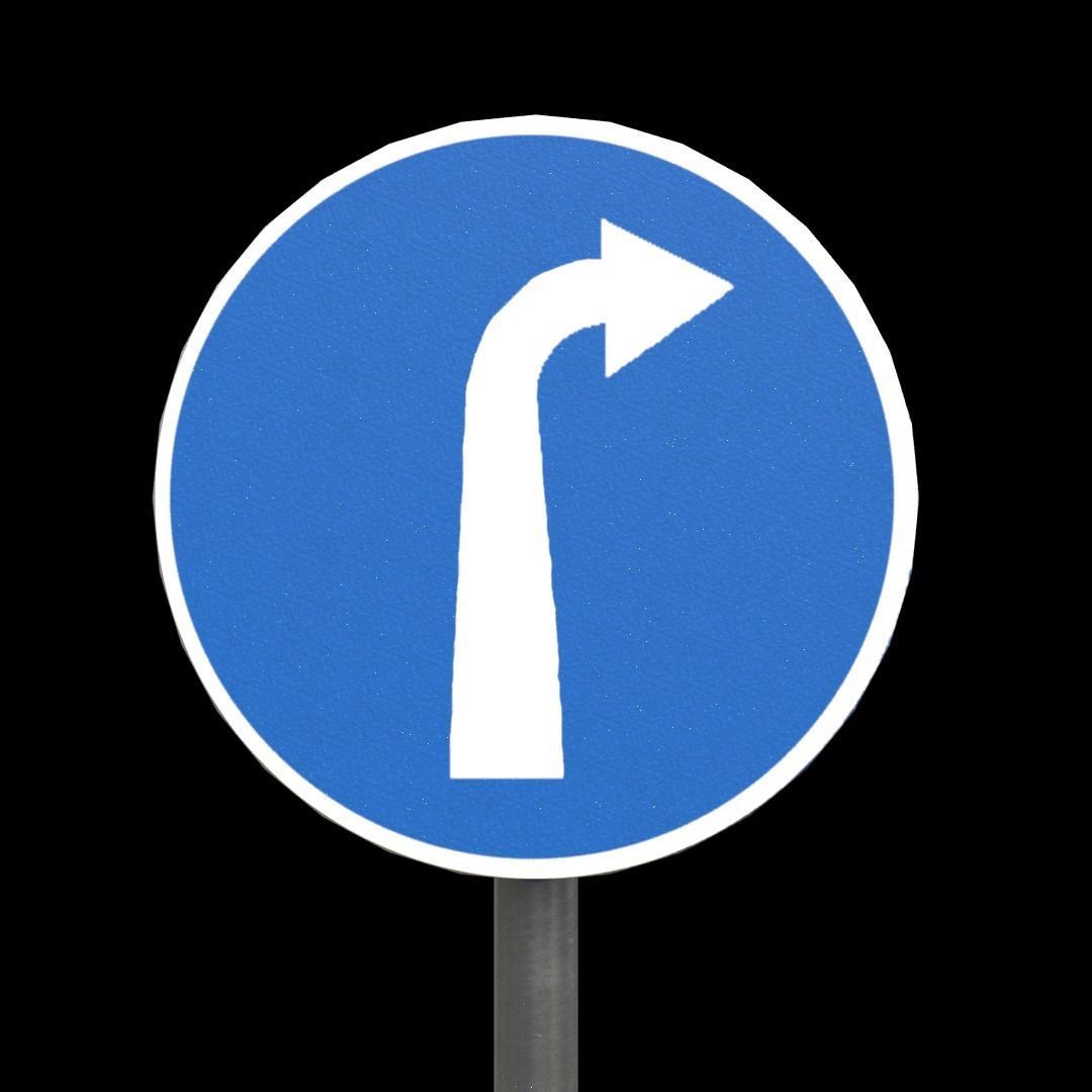 3D model Compulsory Right turn ahead VR / AR / low-poly | CGTrader