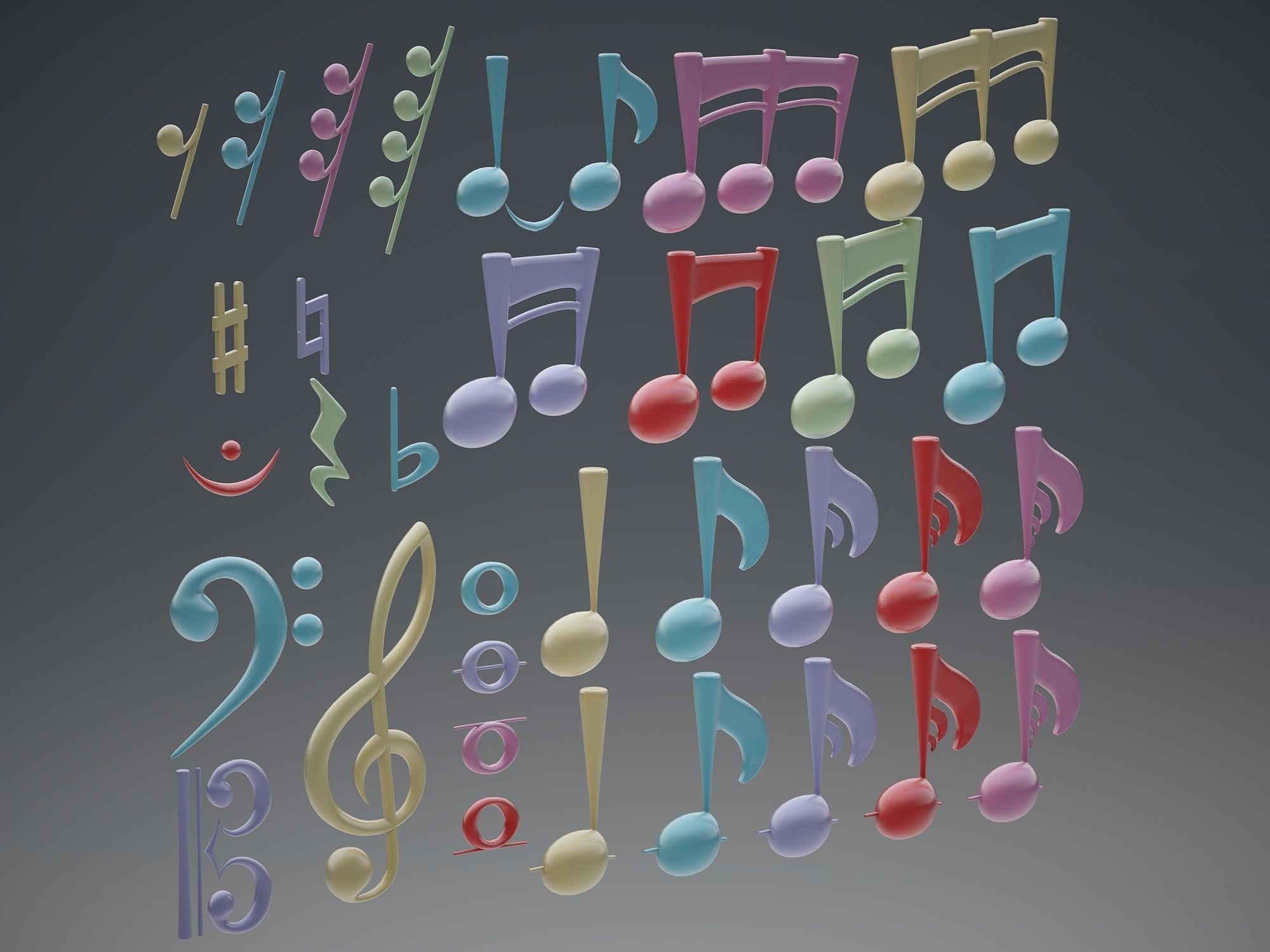musical notes cartoon 3D model | CGTrader