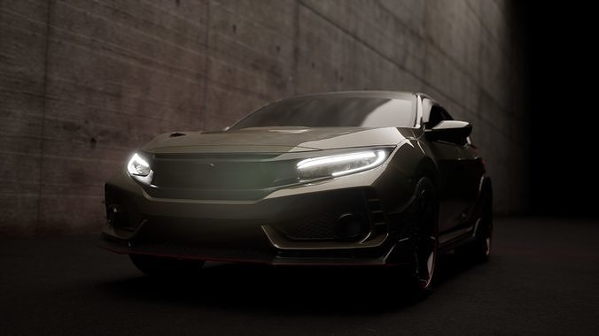 3D model Low poly Honda Civic Type R Varis 2017 without logo VR / AR ...