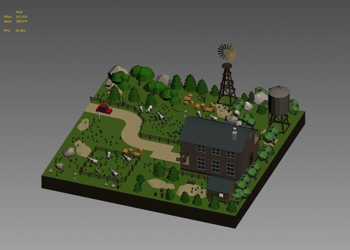 low poly farm 3D model | CGTrader