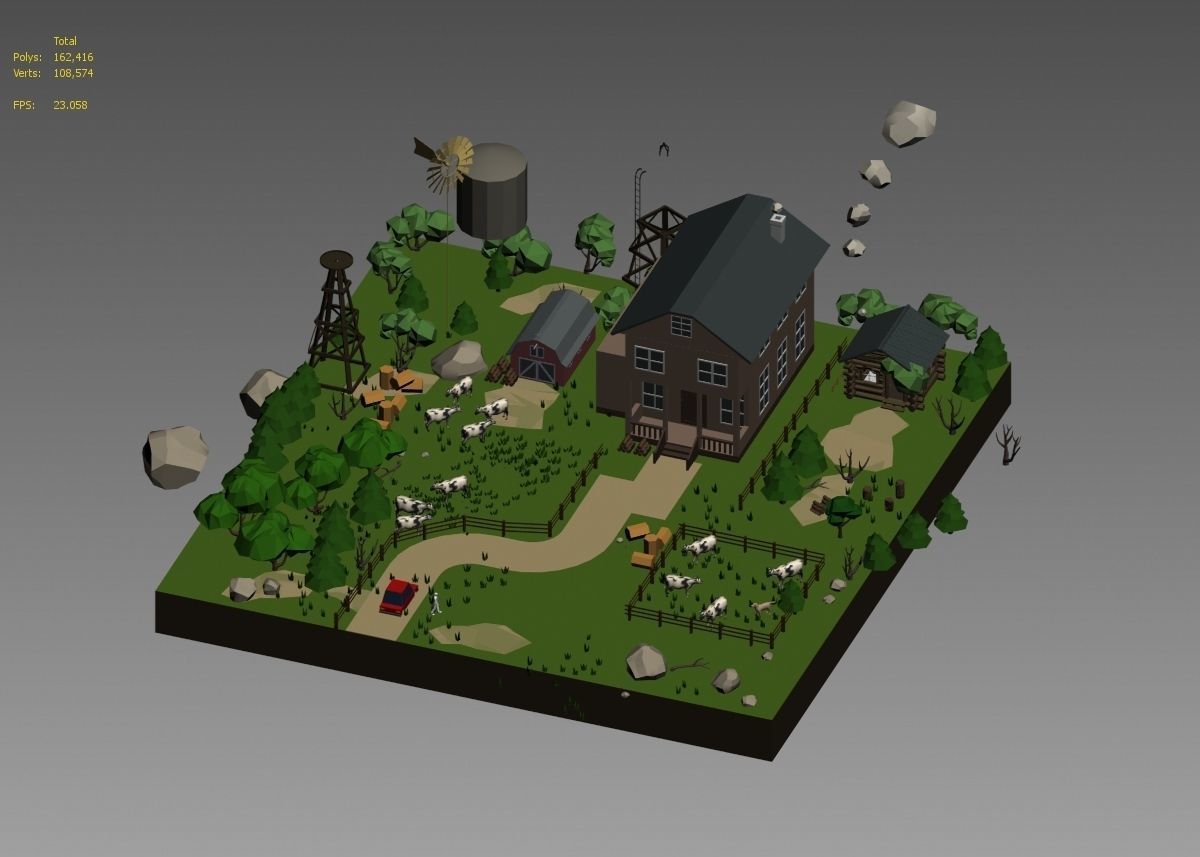 low poly farm 3D model | CGTrader