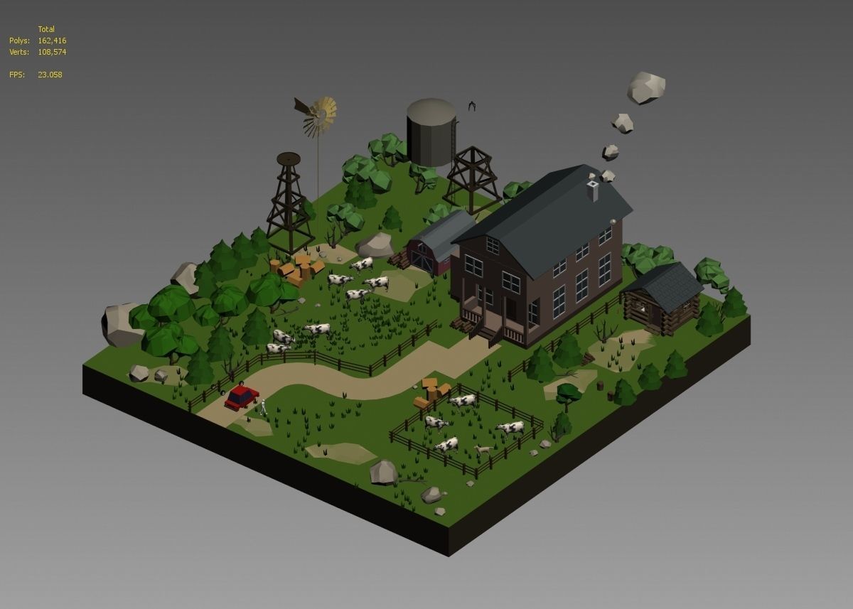 low poly farm 3D model | CGTrader