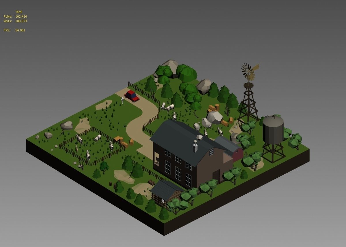 low poly farm 3D model | CGTrader
