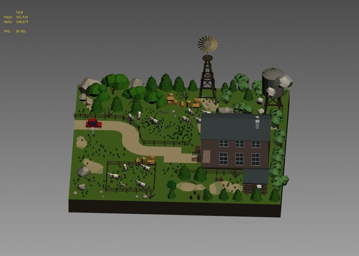 low poly farm 3D model | CGTrader