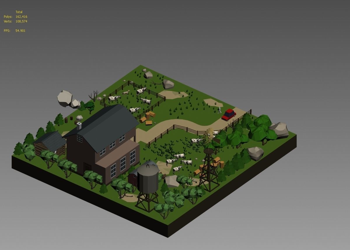 low poly farm 3D model | CGTrader