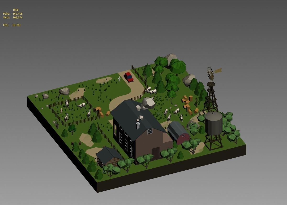 low poly farm 3D model | CGTrader