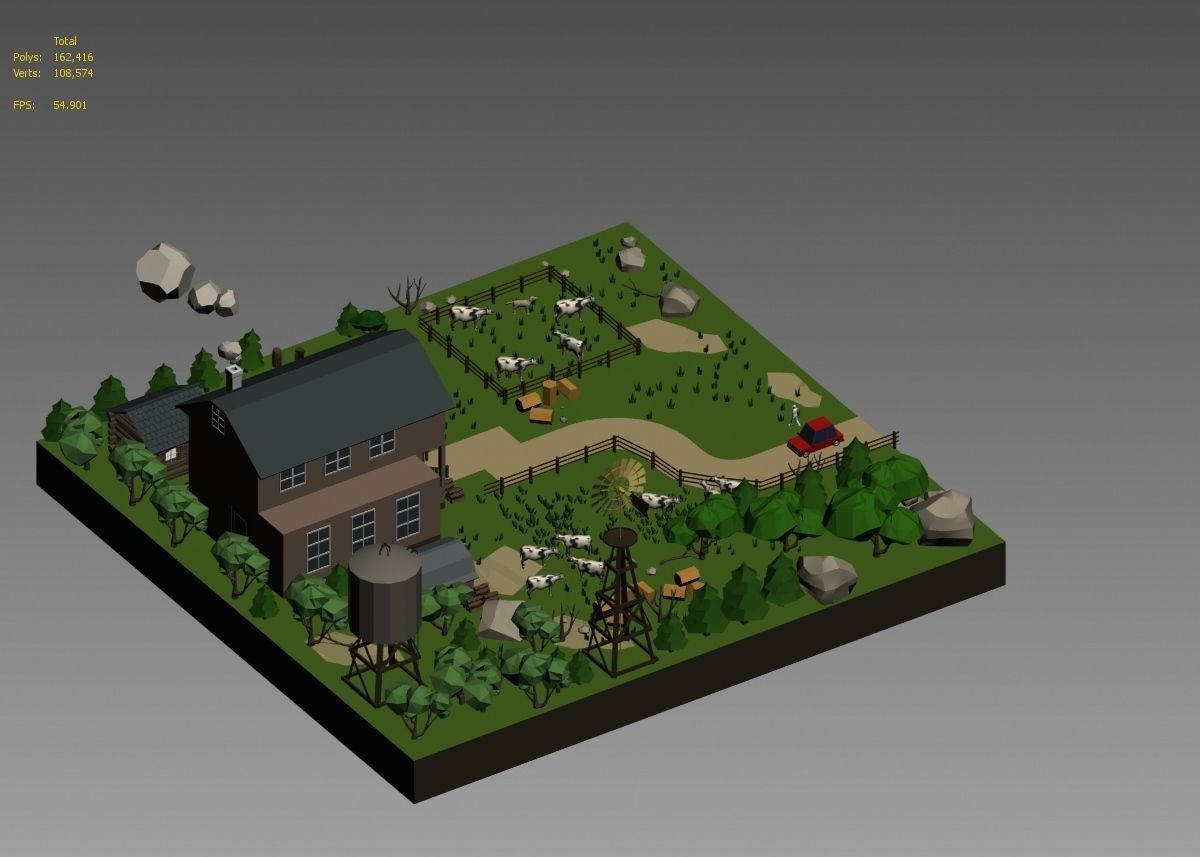low poly farm 3D model | CGTrader