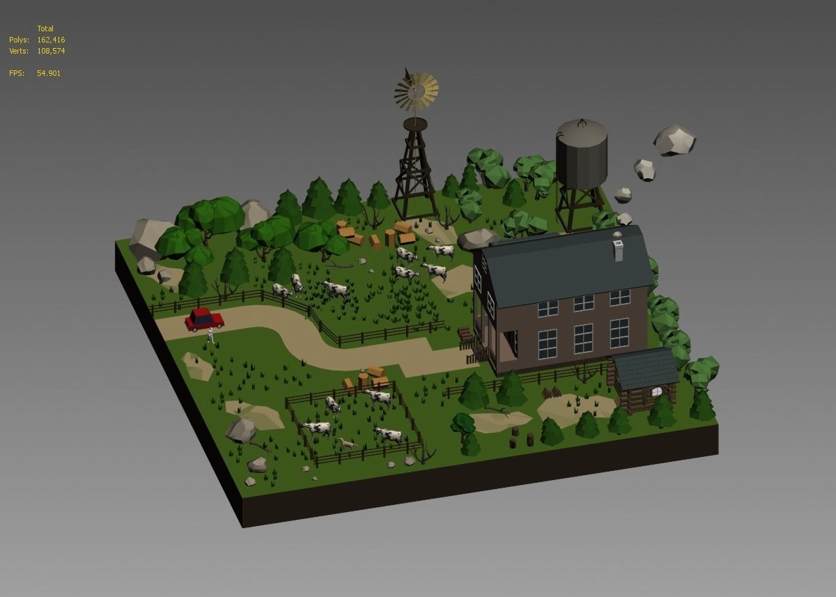 low poly farm 3D model | CGTrader