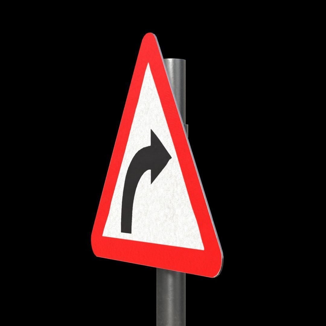 3D model Right hand curve Roadsign VR / AR / low-poly | CGTrader