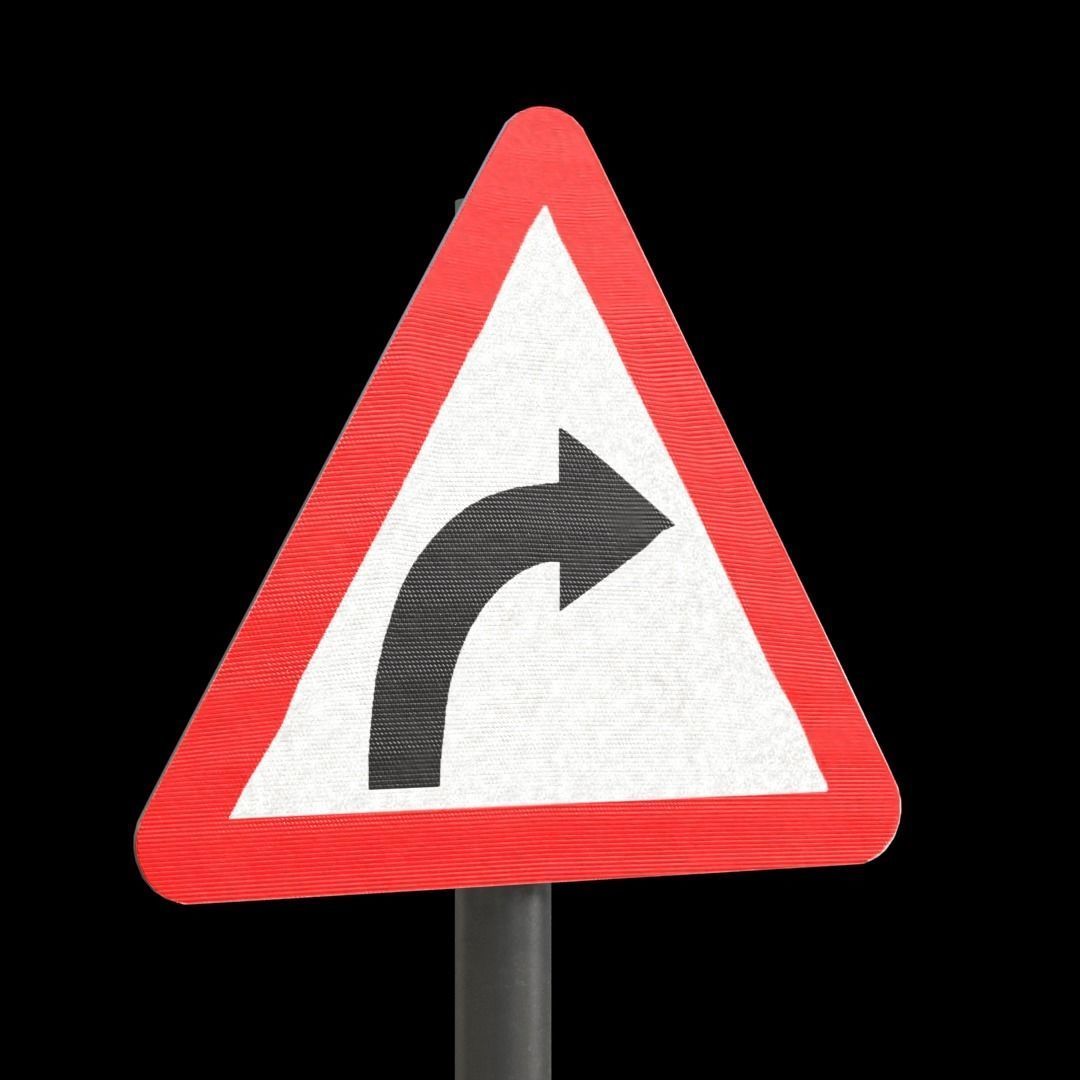 3D model Right hand curve Roadsign VR / AR / low-poly | CGTrader