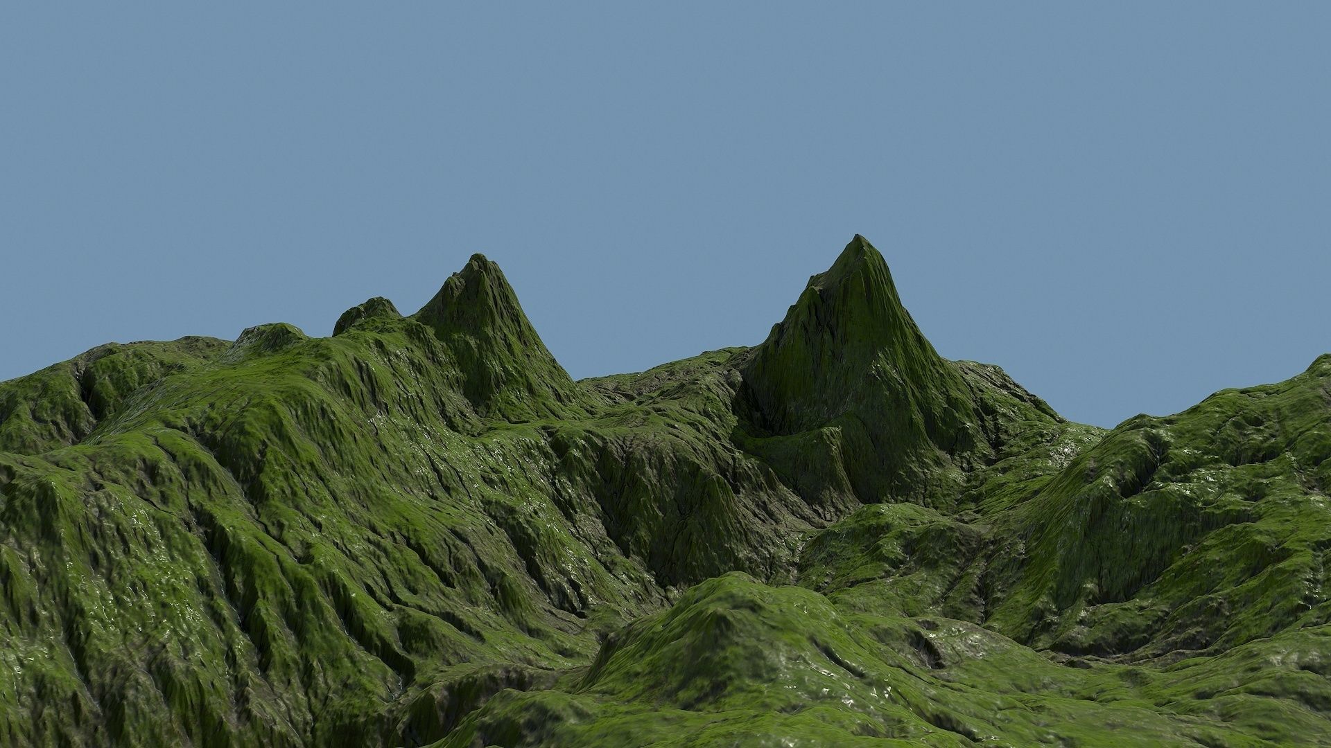 3D model Tileable green landscape patch with mountains VR / AR / low ...