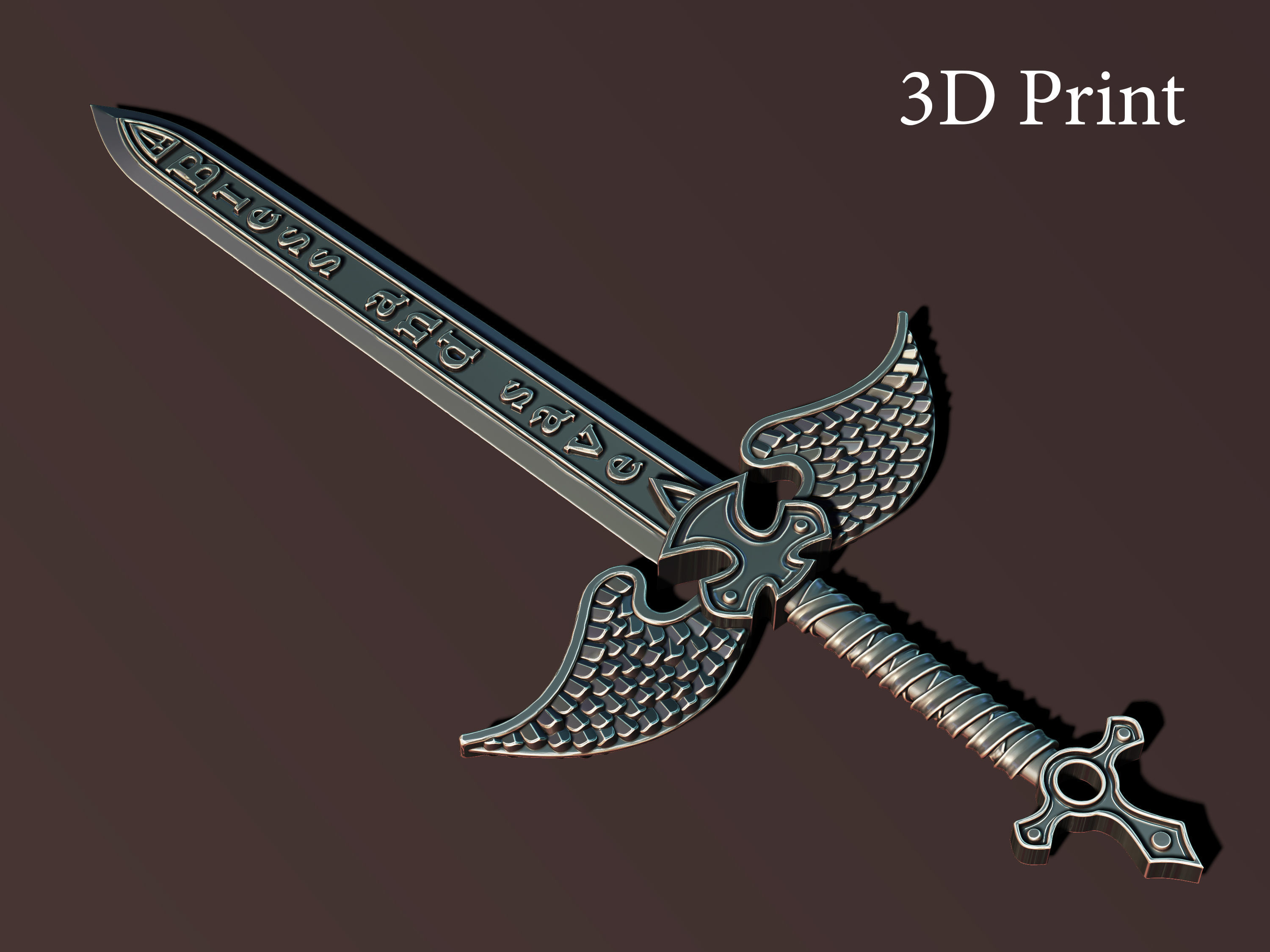 winged sword 3d print 3D model 3D printable | CGTrader