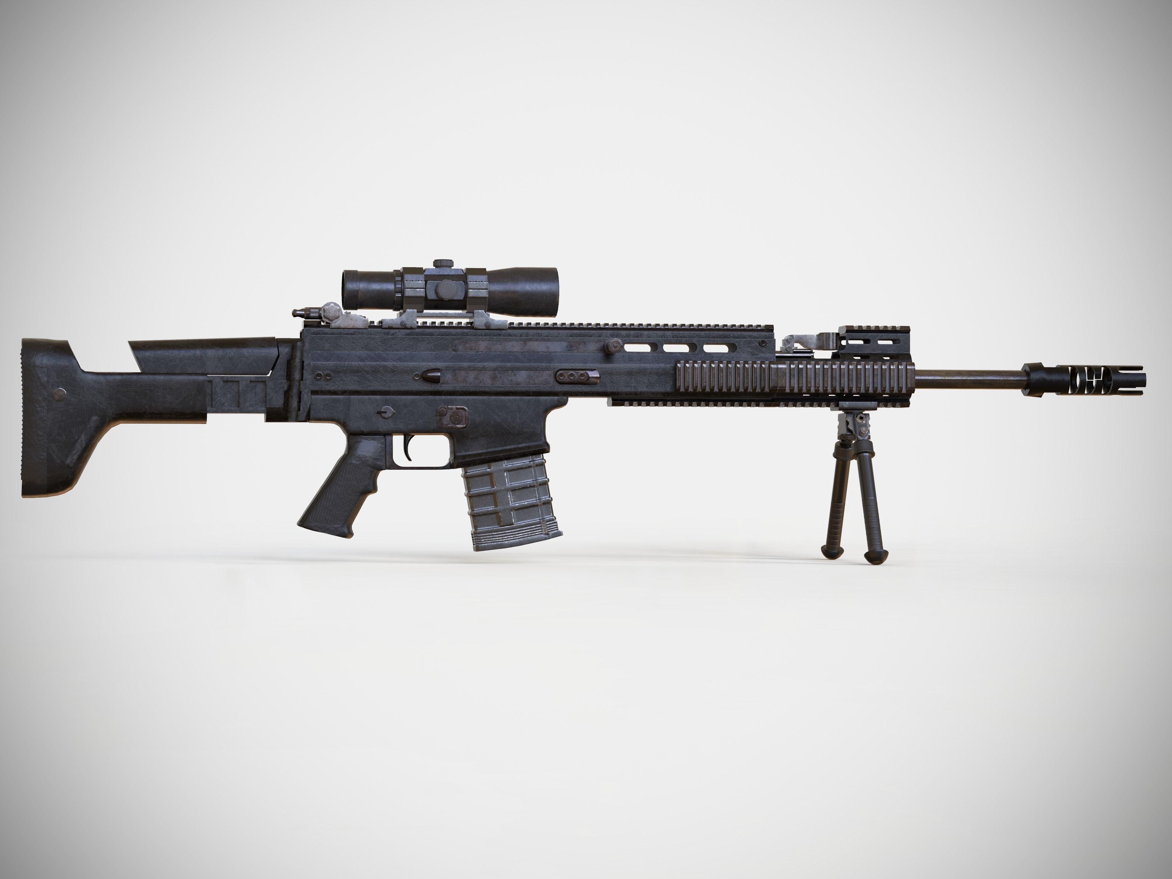 3D model FN SCAR - H - 25 Attachments - Customizable - Highly Detailed ...