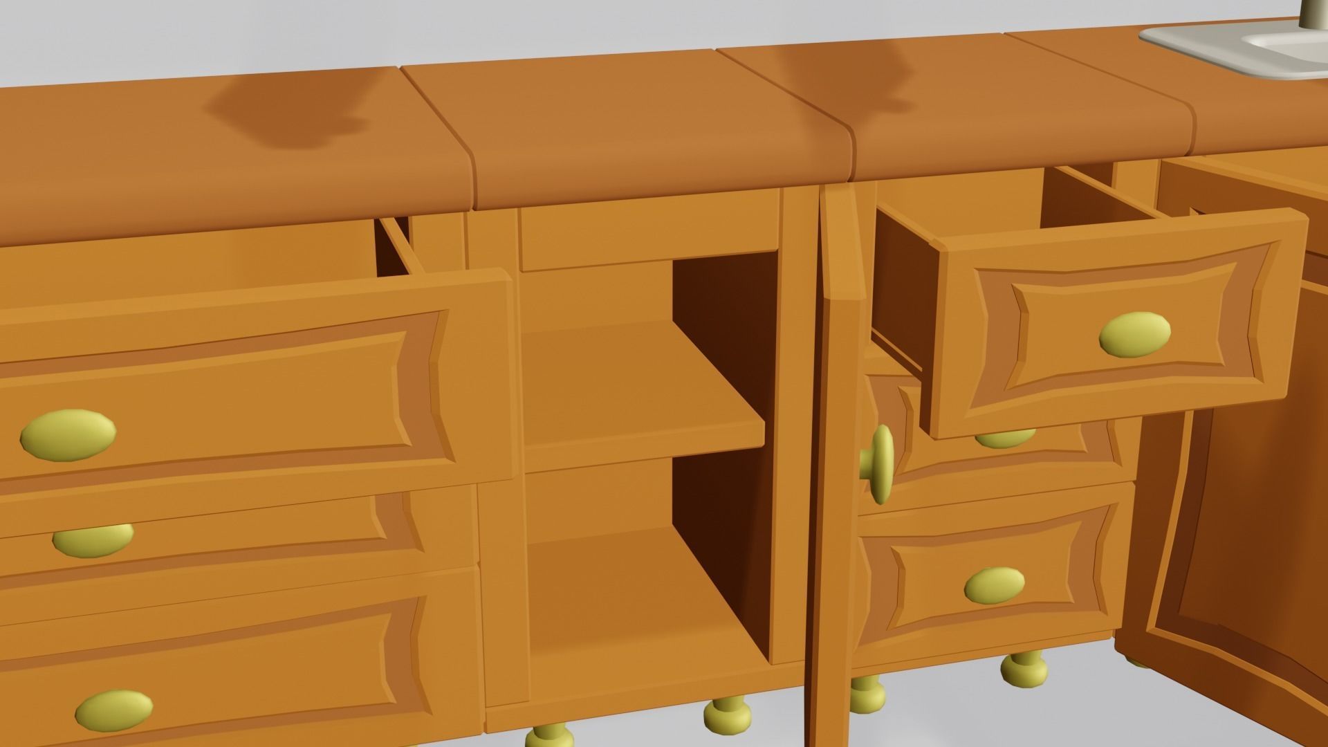 3D model Cartoon modular kitchen 2 VR / AR / low-poly | CGTrader
