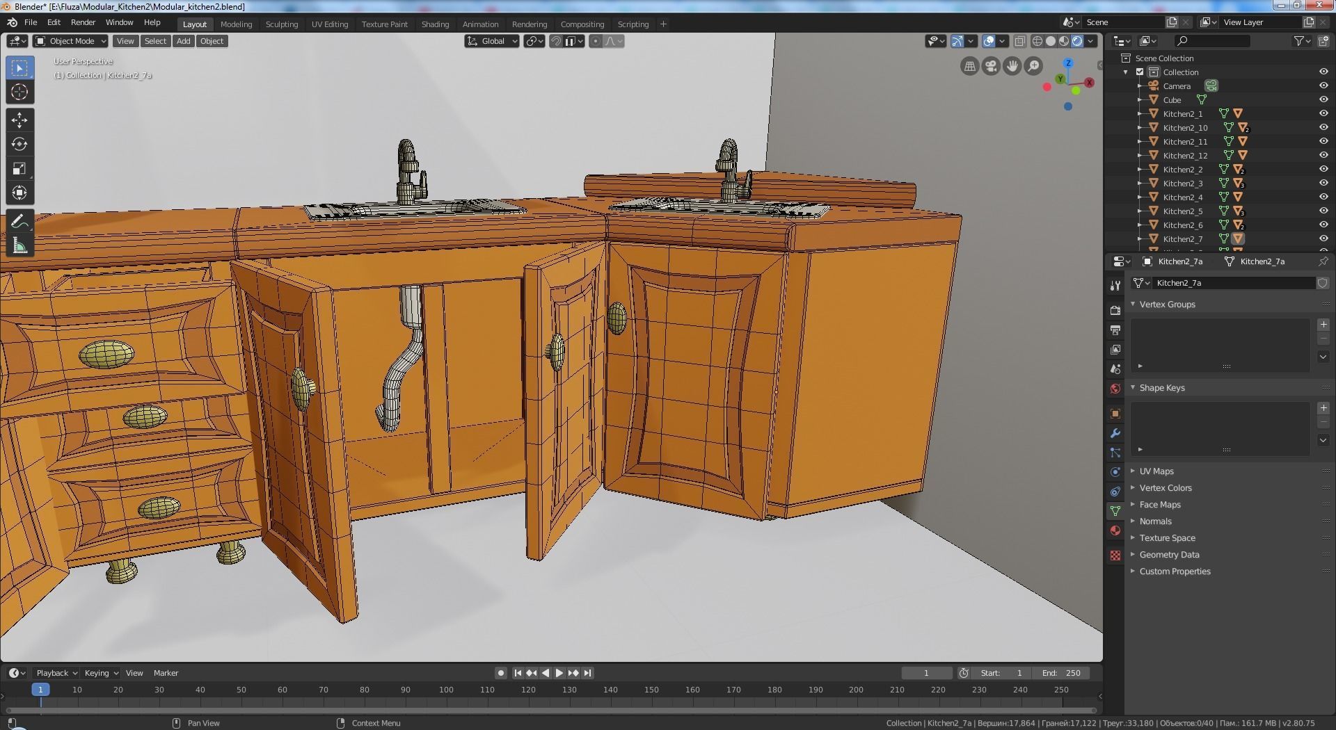 3D model Cartoon modular kitchen 2 VR / AR / low-poly | CGTrader