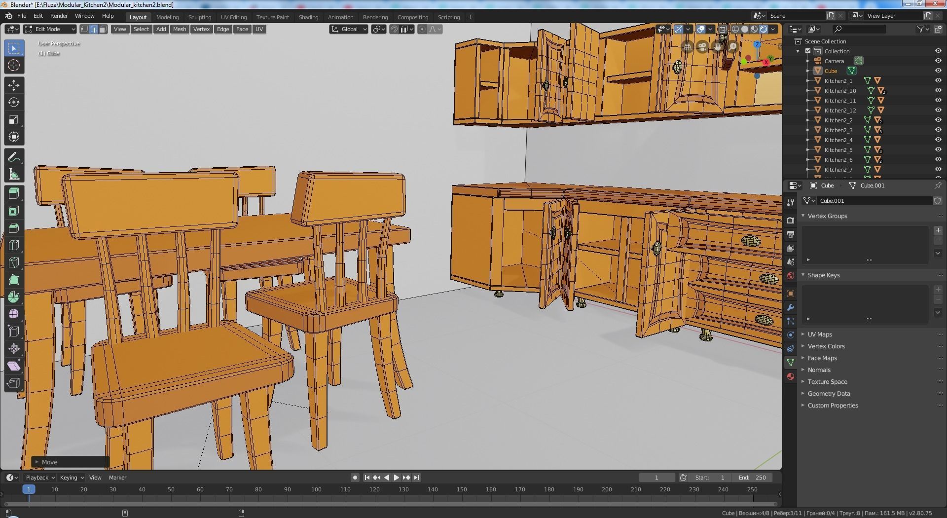 3D model Cartoon modular kitchen 2 VR / AR / low-poly | CGTrader