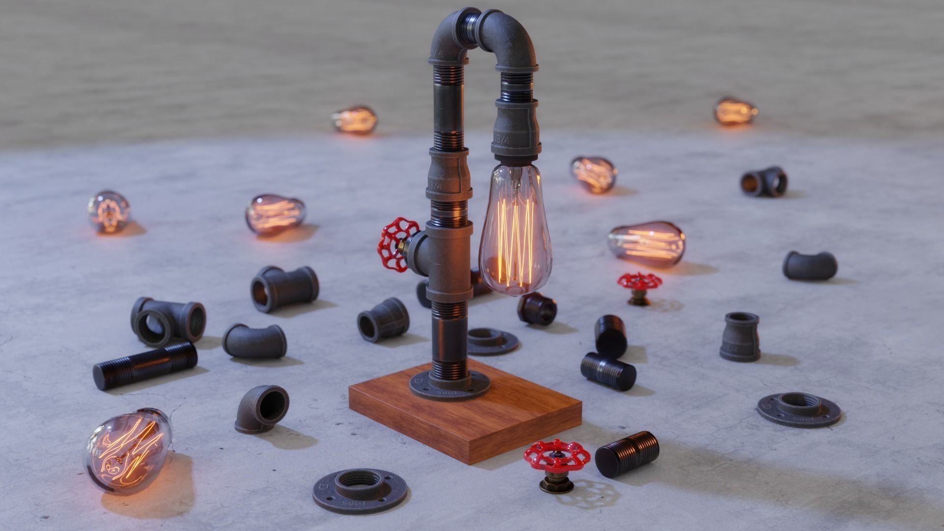 3D model DIY pipes lamp VR / AR / low-poly | CGTrader