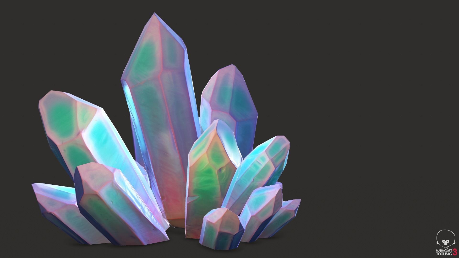 3D model unreal minerals and crystals stylized for cartoon VR / AR ...
