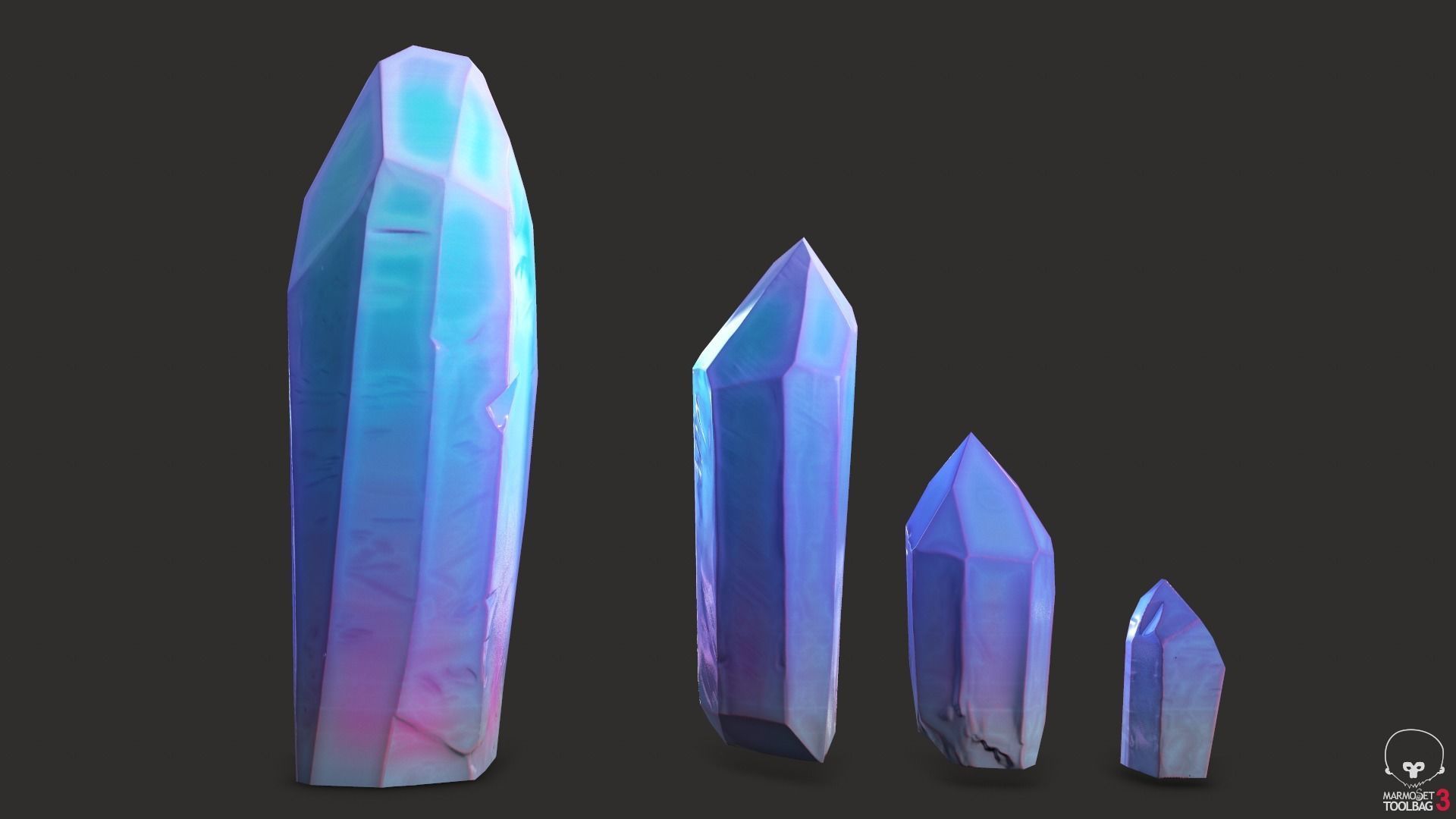 3D model unreal minerals and crystals stylized for cartoon VR / AR ...