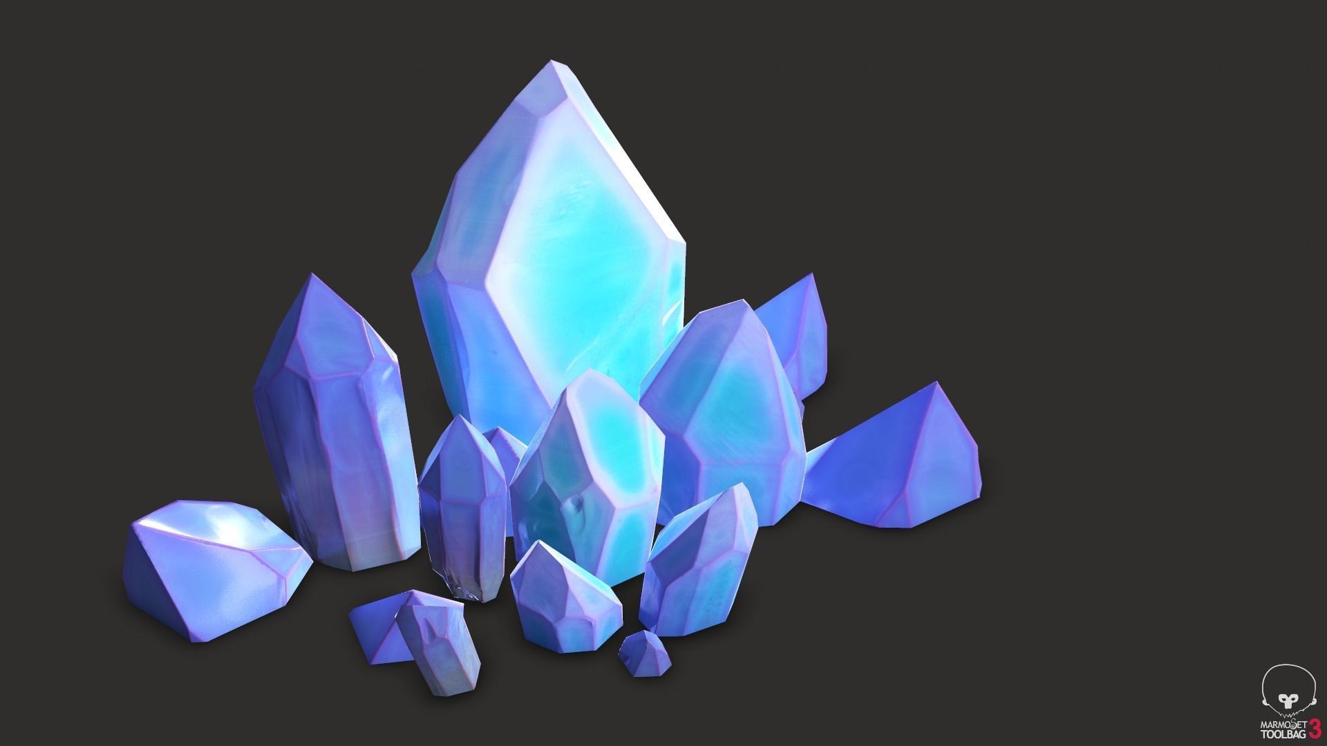3D model unreal minerals and crystals stylized for cartoon VR / AR ...