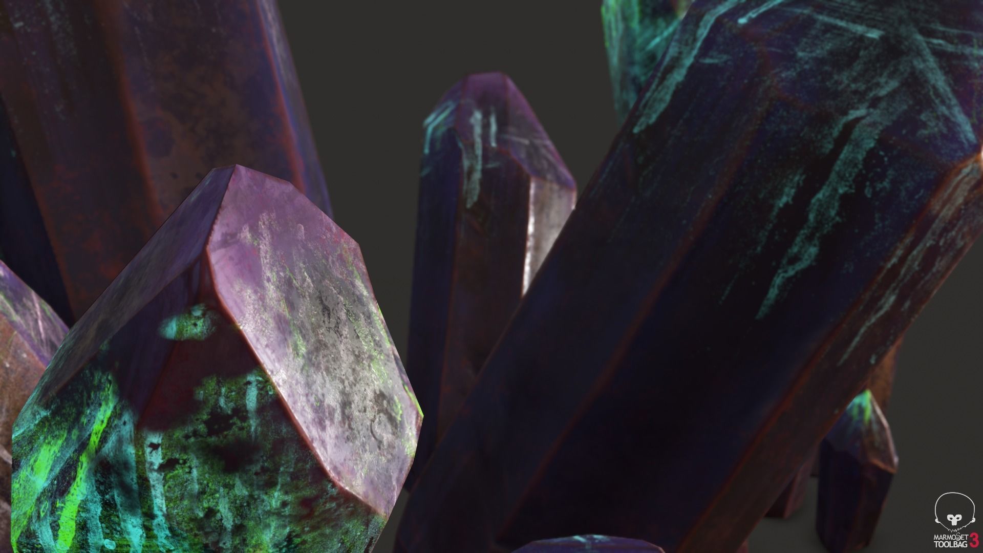 3D model Crystals with Emissive paint for emphasis in game VR / AR ...