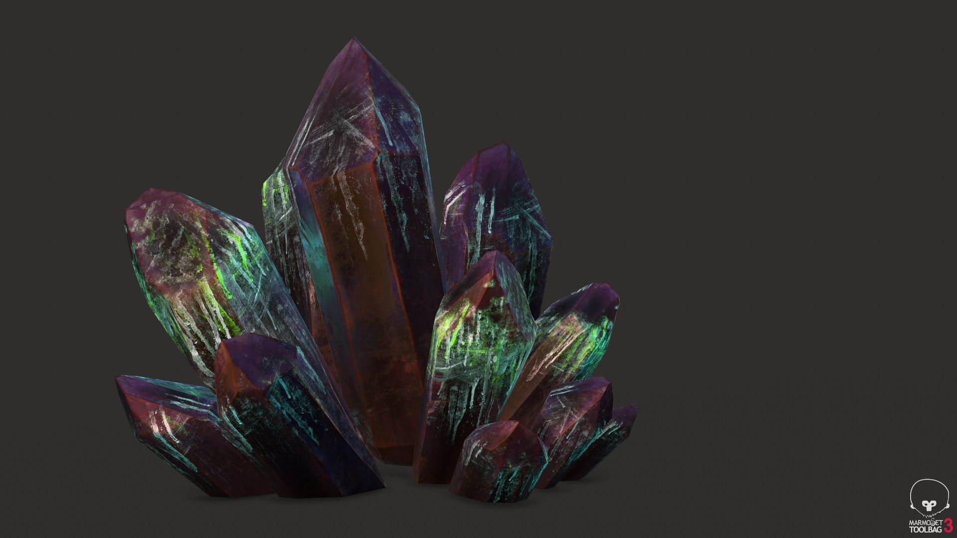 3D model Crystals with Emissive paint for emphasis in game VR / AR ...