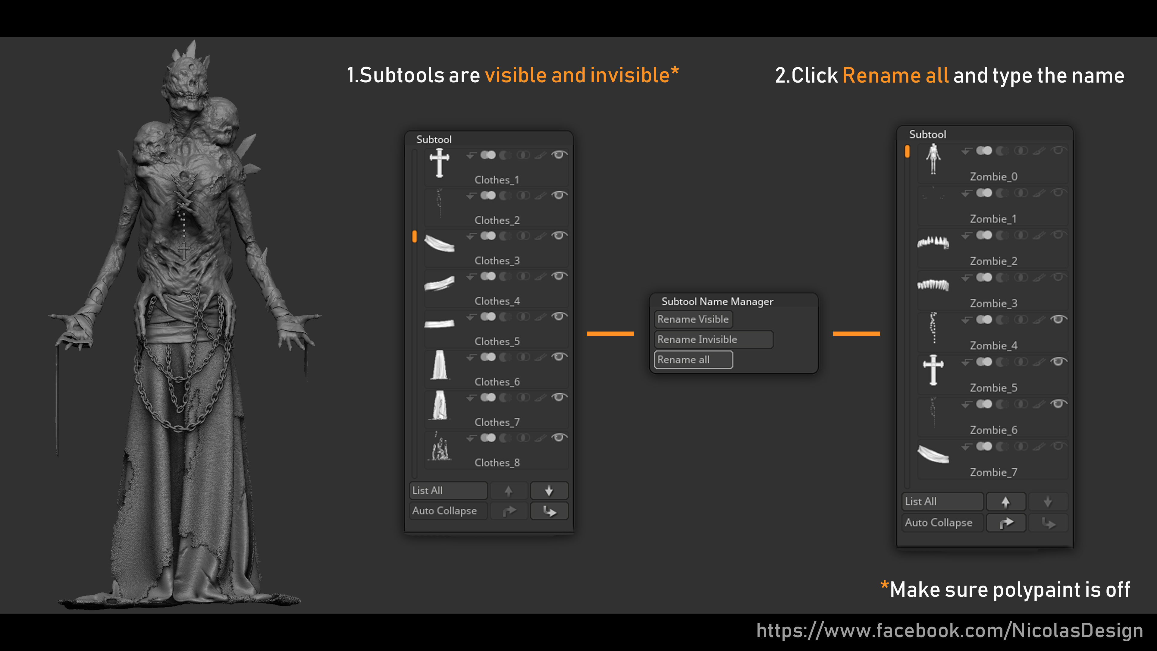 Zbrush - Subtool Name Manager 3D model | CGTrader