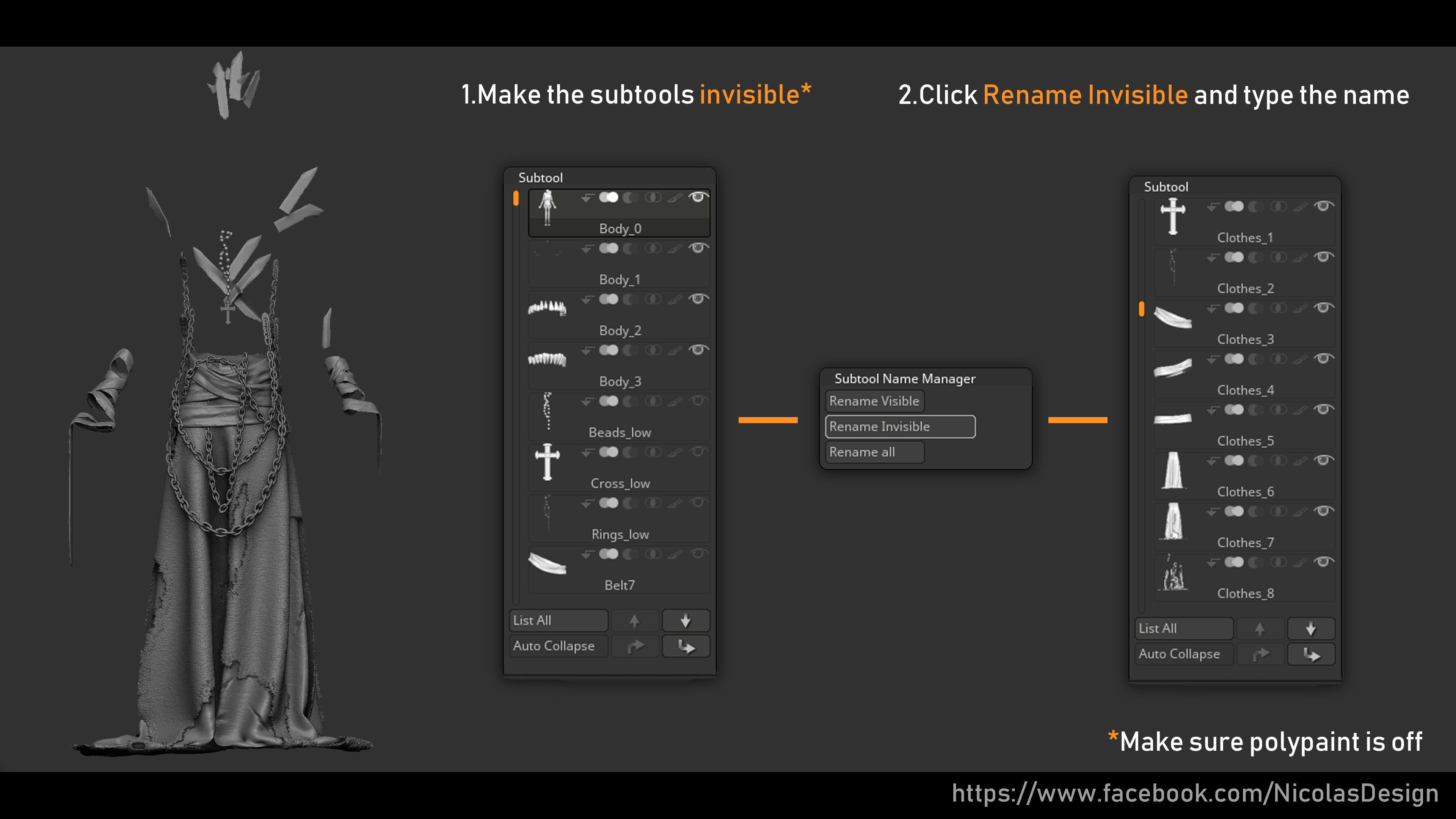 Zbrush - Subtool Name Manager 3D model | CGTrader