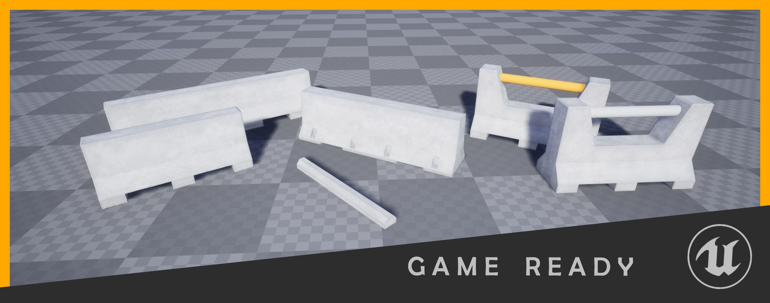 Barriers Bundle Low Poly PBR Concrete free VR / AR / low-poly 3D model ...