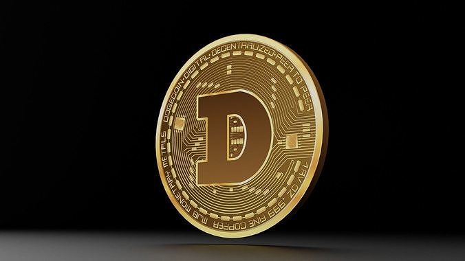 DogeCoin 3D Model Low Poly gold coin with letter d free VR / AR / low ...